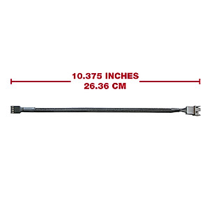 BUYMINERS.CA PWM Fan Extension Cable - 10.5 inch PC Fan Extension Cable, Durable, Black Braided Nylon Case Fan Extension Cable (4 Pack)