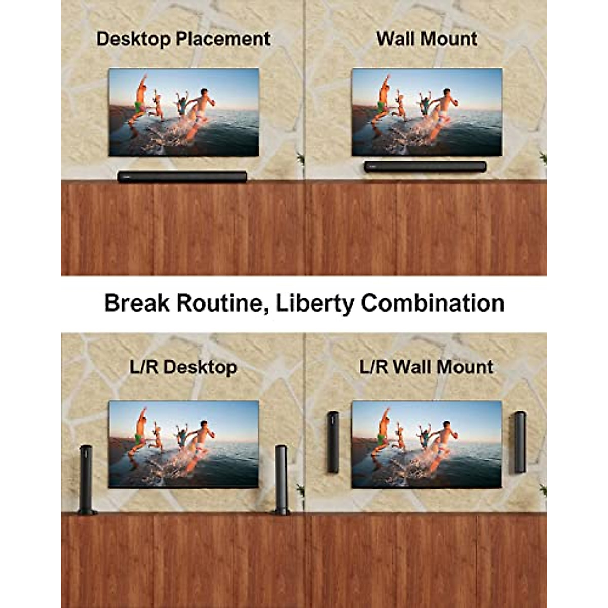 ULTIMEA 2.2ch Sound Bars for TV, 2 in 1 Separable Speakers Design Soundbar for TV, Built-in 4 Speaker, Bluetooth 5.0 TV Sound Bar, ARC/Optical/Aux Home Theater Speakers, Wall Mount