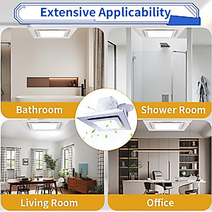 Yopmb Bathroom Exhaust Fan with LED Light ，Square Ceiling Mount Quiet Exhaust Fan for Shower/Bathroom/Office/Home/Restroom，1.0Sone 110 CFM 110V 4" Duct, White