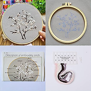 Silentsea 3 Sets of Starter Kits for Embroidery Beginners, Including 3* Embroidery Cloth with Patterns, Hoop, Needle, Manual and Other Manual DIY Tools Needed for Embroidery