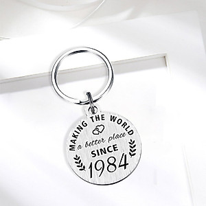 ABNTY 40th Birthday Gifts for Women Men, 40 Year Old Birthday Keychain, Born in 1984 Gifts, 1984 Birthday Decorations