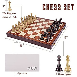 15" Acrylic+Metal Chess Sets for Adults Kids with Zinc Alloy + Acrylic Chess Pieces & Portable Folding Wooden Chess Board Travel Chess Sets Board Game – Metal Staunton Chess Pieces with Storage Box