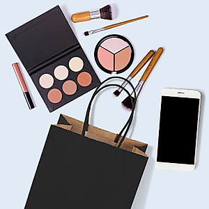 GSSUSA 100Pcs Black Paper Bags, 5.25x3.75x8 Small Gift Bags, Paper Bags with Handles Bulk, Bags for Small Business, Sturdy Kraft Paper Bags, Retail Shopping Bags, Party Favor Bags, Birthday Gift Bags