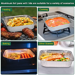 8x8 Aluminum Foil Pans with Lids - 15 Pack Square Disposable Aluminum Baking with Covers - Disposable Baking Pans for Air Fryer, Oven, Cooking