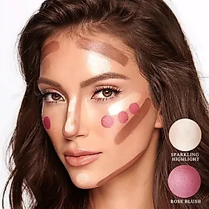 Youngfocus Cosmetics Cream Contour Best 8 Colors Contouring Foundation - Highlighting Makeup Kit/Concealer Palette - Vegan, Cruelty Free and Hypoallergenic - Instruction Manual（Face Blushes）