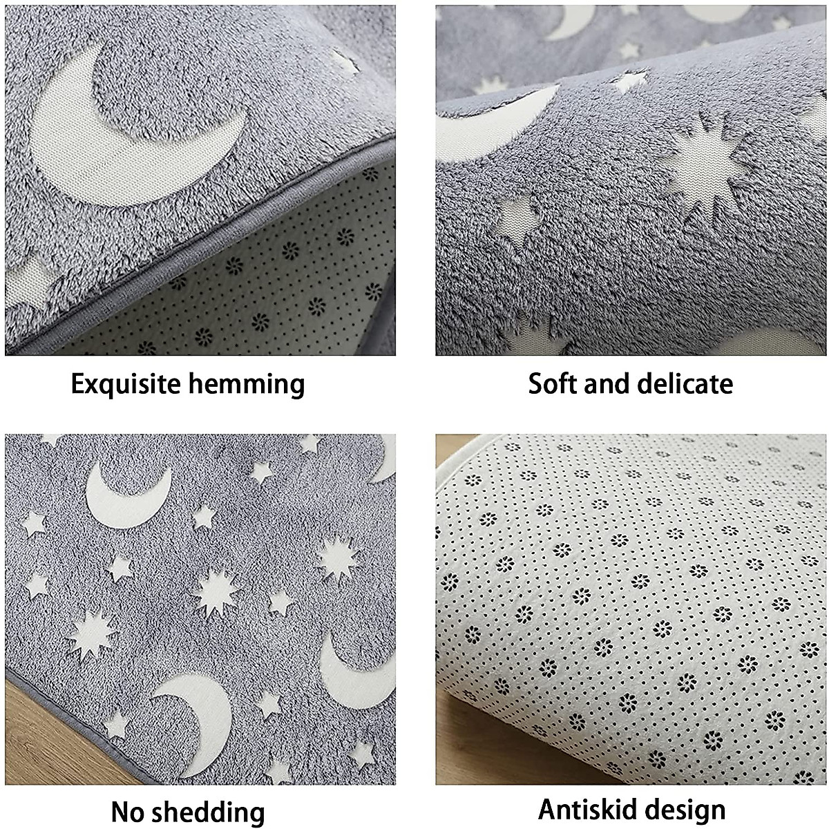 Eanpet Large Playroom Rug for Kids Glow in The Dark Star Area Rugs for Boys Girls Toddlers Bedroom Decorative 5x7 Grey Play Mat for Babies 1-3 Years
