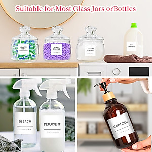 HVSWLY Laundry Labels for Jars,16 PCS Minimalist Laundry Room Labels,Removable Waterproof Cleaning Labels for Containers,Laundry Room Storage Organization,with 2 Blank Labels (White)