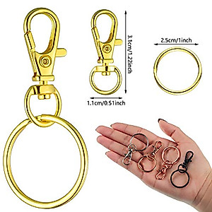 100 Pieces Swivel Clasps Set 50 Piece Lanyard Snap Hooks with 50 Piece Key Chain Rings, Lobster Clasp Keychain Hooks Key Chain Clip Hooks Lobster Claw Clasps for Keychain Jewelry DIY (Multicolored)