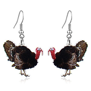 RofYof Acrylic Animal Earring Funny Cartoon Animal Farm Pet Earrings Cute Pig Rabbit Squirrel Dogs Elephant Cats Rooster hedgehog Dangle Drop Earring for Women Creative Jewelry Gifts (turkey)