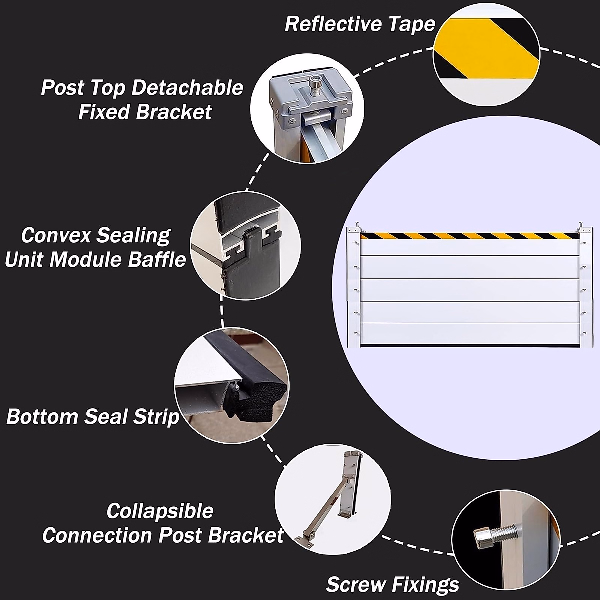 15ft 13ft 12ft 10ft 8feet 6.6ft 5foot 3.3ft Custom Water Barrier Shield, Front Door/Garage Doors/Warehouse Reusable Flood Emergency Temporary Dam, Night-visible Aluminum Baffle ( Color : H 60cm/2ft ,