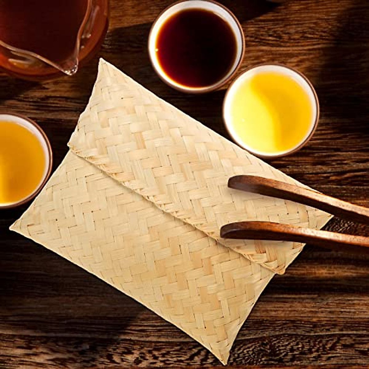 Alipis Bamboo Sticky Rice Basket Bamboo Pillow Candy Box Treat Packing Boxes Party Favors Boxes Sticky Rice Basket Snack Storage Basket Tea Container for Wedding Party Mothers Day Gift L