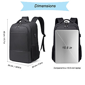 Seekvigor Laptop Backpack for Men, Business Computer Backpack with USB Charging Port, 28L Water Resistant College Backpack with Laptop Compartment for 15.6 Inch Notebook, Black