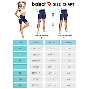 BALEAF Women's 6" High Waisted Biker Shorts Gym Workout Yoga Running Athletic Spandex Shorts with Pockets Dark Blue L