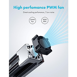 GRAUGEAR M.2 2280 SSD Heatsink, Direct-Touch Heat of Dual Copper Heat Pipes, 25mm Cooling Fan Built-in PWM Control, Aluminum Plate-Fin Design, Thermal Pads incl., 1.34 in Height [G-M2HS03-F]
