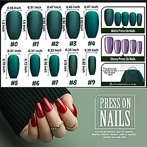Coffin Shape Press On Nails Set, Teenitor 24 Packs 576PCS Matte Short Coffin Glue On Nails Medium Length, 12 Colors Coffin , 12 Colors Glossy Press On Coffin Nails, Reusable, Nail Adhesive Tabs, Nail Stickers Rhinestone