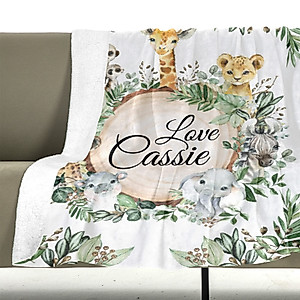 Personalized Baby Blanket with Name for Boy Girl, Custom Super Soft Throw Blankets for Newborn Baby Kids,Customized Animals Baby Girls Blanket,Birthday Gift with Child's Name Flannel 30X40