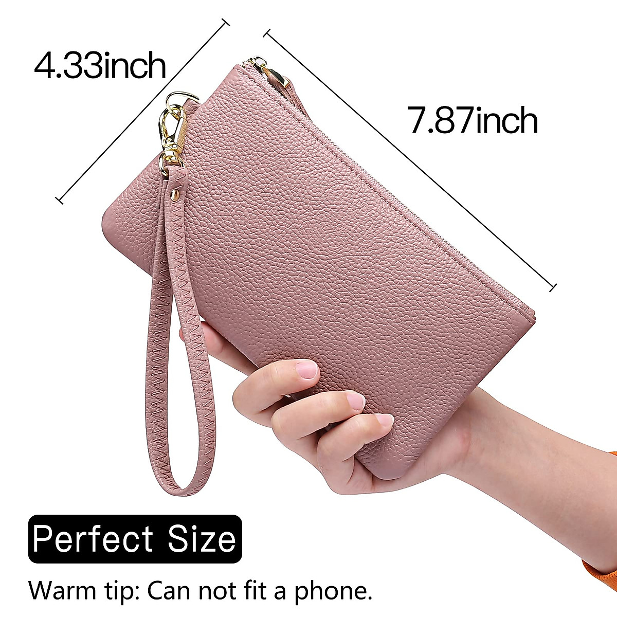 GOIACII Women's Wristlet Clutch Slim Leather Wallet RFID Blocking Handbag
