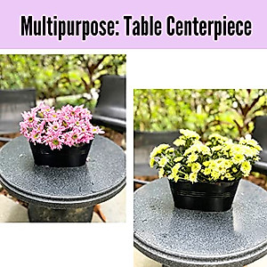 LaLaGreen Outdoor Rail Planter - 6 Pack, 11.2 Inch Black Metal Iron Hanging Flower Pots Deck Railings Fence Buckets Modern Countryside Boho Style Wall Mount Window Box Plant Holder Hooks Porch Decor