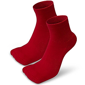 COUVER Youth Kids Sports Quarter Athletic Socks, RED, Size Youth Large