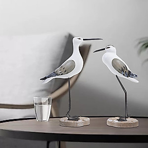 EXCEART 2pcs Seagull Statues Garden Bird Sculpture Wooden Seabirds Figurine Nautical Sculpture Desktop Coastal Decorartion Home Table Centerpiece