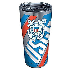 Tervis Coast Guard Stainless Steel Tumbler with Clear and Black Hammer Lid 20oz, Silver