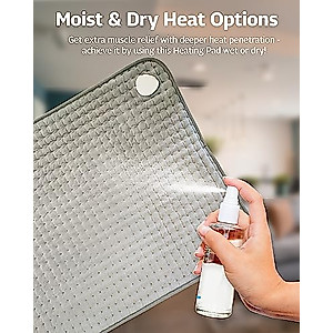 New 2023 Electric Heating Pad for Back Pain, Cramps, Neck, and Shoulders Pain Relief 12x24 UL Certified Double-Sided Ultra Soft Microplush Heat Pad - Dry & Moist Heat Patch with Lux Storage Bag (Gray)