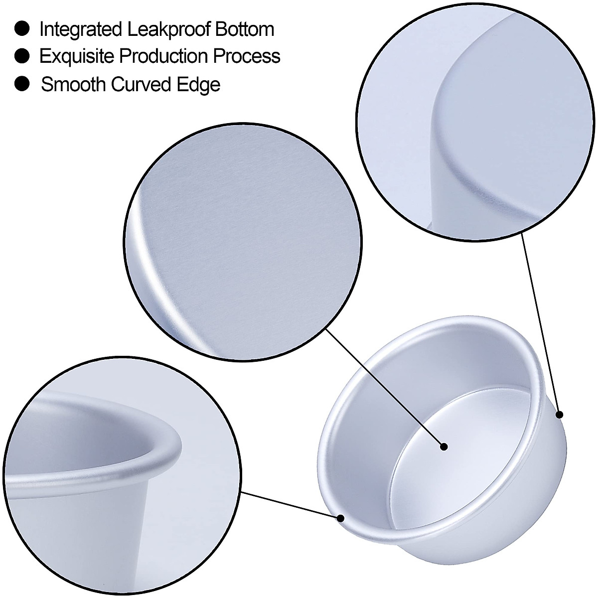 AWTBDP 4 Inch Cake Pan Set of 8, Anodized Aluminum Round Cake Pans with 100 Pcs Parchment Paper Tins Baking Pan for Cheese Cake, Pizza, Quiche, Non Toxic, Leakproof, Easy Pop Out