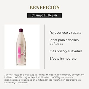 Salerm - Repairing Shampoo - Hi Repair Shampoo - 1000 ml - Deep Hydration for Damaged Hair - Repairs and Rejuvenates - Shinier and Softer Hair - Immediate Effect