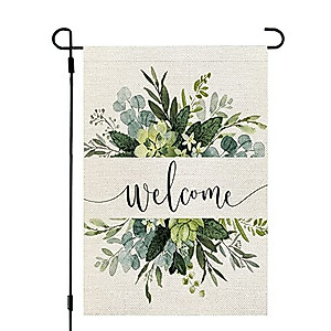 CROWNED BEAUTY Spring Floral Welcome Garden Flag 12×18 Inch Small Vertical Double Sided Seasonal Outside Décor for Yard Farmhouse CF099-12