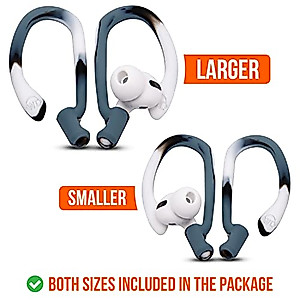 WC HookZ Combo Pack - Upgraded Over-Ear Hooks for AirPods Pro - 2 Pairs of Large & Small Size Included in Package Made by Wicked Cushions | Winter White & Mixed Marble
