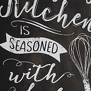 NIKKY HOME Kitchen Wall Art Decor Wood Framed Chalkboard Sign Poster Print with Quote This Kitchen is Seasoned with Love, 16'' x 12'', Black