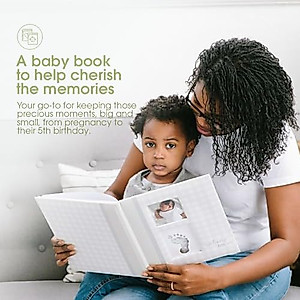 Pearhead Welcome Little One First 5 Years Memory Book, Gender-Neutral Baby Keepsake for New and Expectant Parents, Pregnancy And Milestone Journal, Gray Gingham