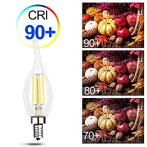 Energetic 12 Pack 60 Watt Dimmable LED Chandelier Light Bulb, 500lm, 5000K Daylight CA11 Filament LED Candle Light Bulb, E12 Base, CRI 90+, UL Listed