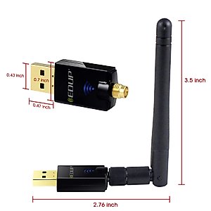 USB Wifi Adapter AC600Mbps with Wi-Fi Antenna for Laptop Desktop PC,Dual Band 5.8G/2.4Ghz Wireless Network Adapters Compatible OS with Windows XP/Vista/ 7/8.1/8 /10 / and Mac Os X 10.6-10.15