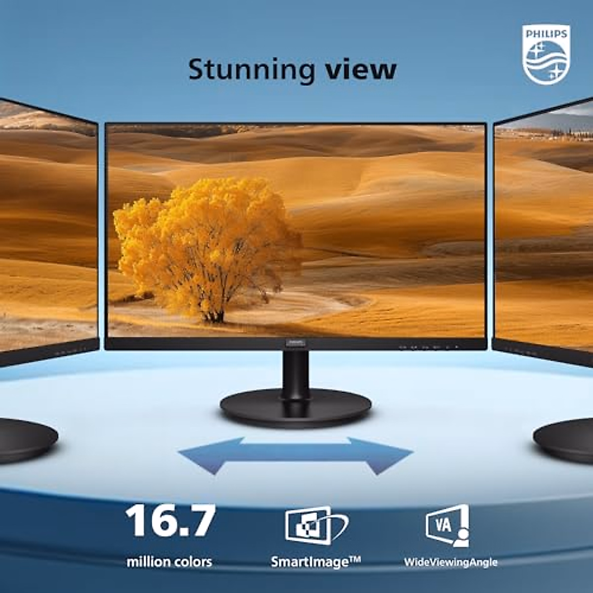 Philips 22 inch Class Thin Full HD (1920 x 1080) Monitor, 100Hz Refresh Rate, VESA, HDMI x1, VGA x1, LowBlue Mode, Adaptive Sync, 4 Year Advance Replacement Warranty, 221V8LB