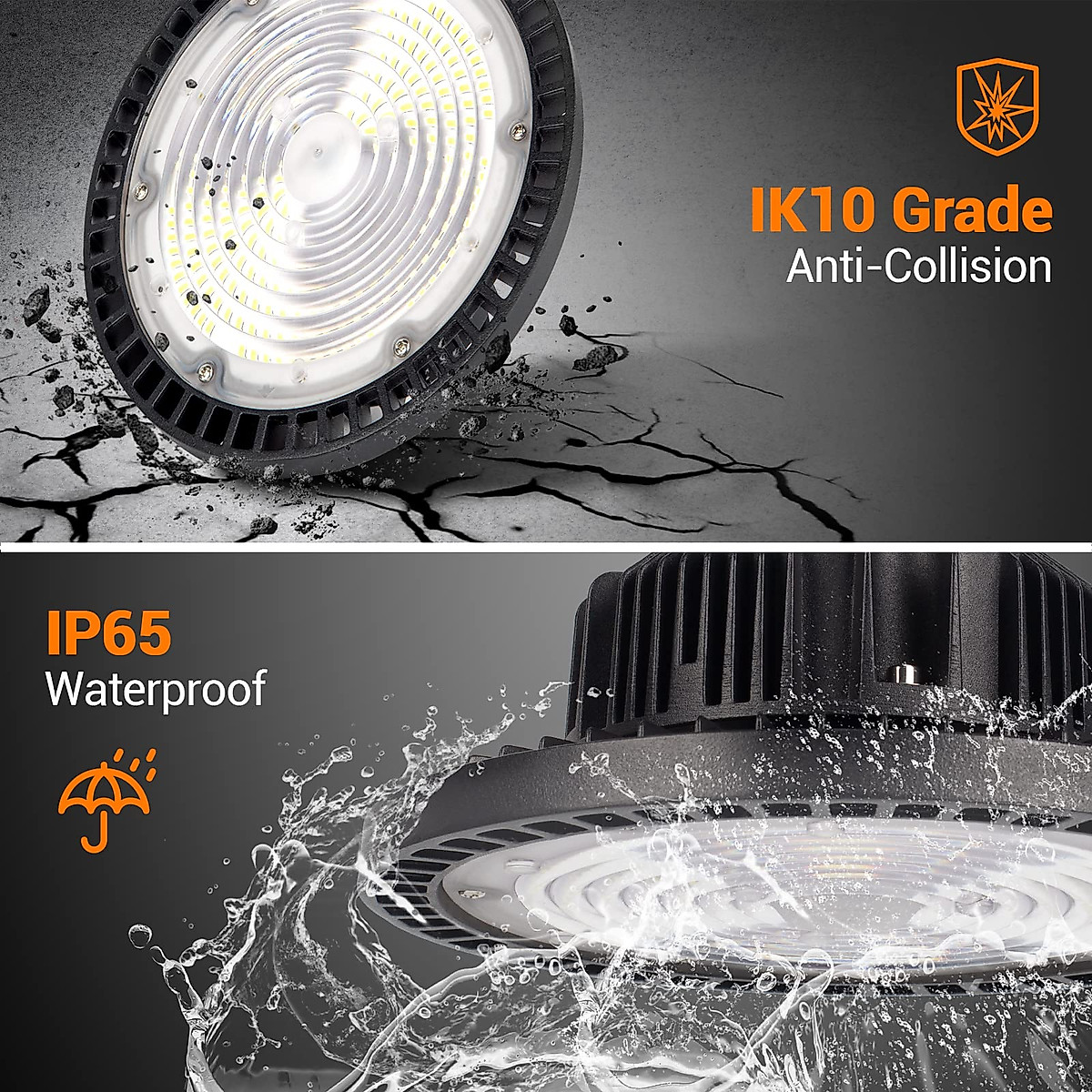 CT CAPETRONIX High Bay LED Lights, UFO LED High Bay Light 100W, 13,000LM (130lm/w) 5000K 400W HPS Equivalent, 5' Cable with AC85-265V Plug for Warehouse,Garage,Gym,Retail Stores.