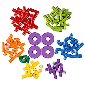 Wondertoys 72 Piece Pipe Toys for Kids Multicolor Pipe Tube Building Blocks Educational STEM Construction Learning Toys with Wheels Baseplate for All Ages Kids