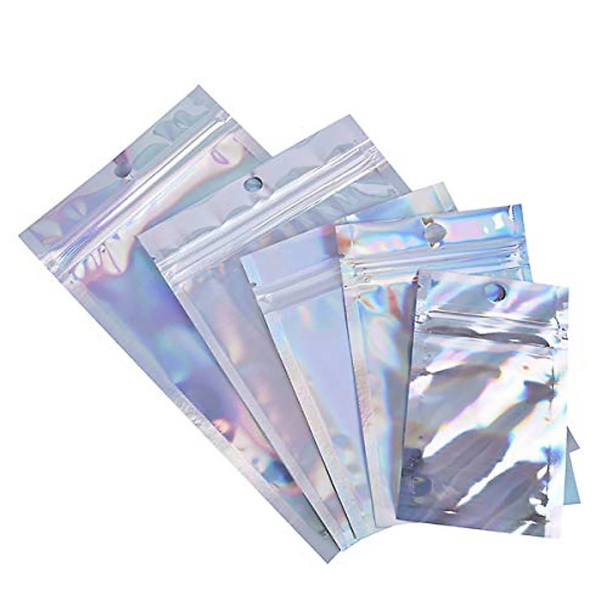 Mylar Bags, Sample Bags, 50Pcs Reusable Ziplock Bags, Sealable Heat Seal Bags, Aluminum Foil Packets for Bulk Food Storage Lock Plastic Bag Reclosable Pouch Zipper Lock Packaging Silver Mylar Bags