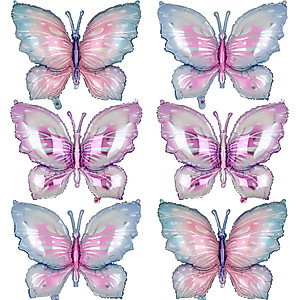 Butterfly Balloons Pink Purple 6 Pcs Fairy Garden Butterfly Themed Party Wedding Baby Shower Girls Birthday Party Decor