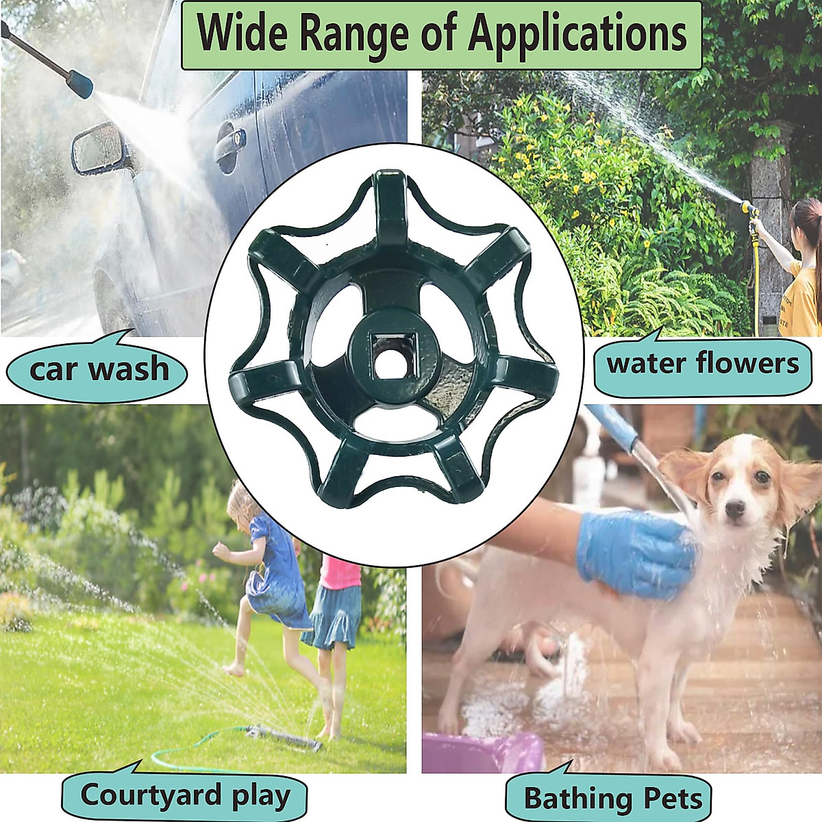 Outdoor Faucet Handle Compatible with Danco 10006,Water Spigot Hose Bibb Round Wheel Handle Replacement Parts with Universal Fit Design Adapter and Screws,0.26'' Square Hole Lever Hose Bib Handle