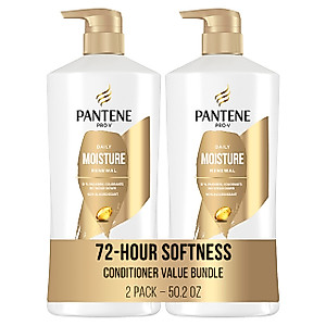 Pantene Daily Moisture Renewal Conditioner Twin Pack with Hair Mask Treatment, Pro-V Hydration for Dry Damaged Hair, Long-Lasting Softness, Safe for Color-Treated Hair, 25.1 Fl Oz Each, 2 Pack