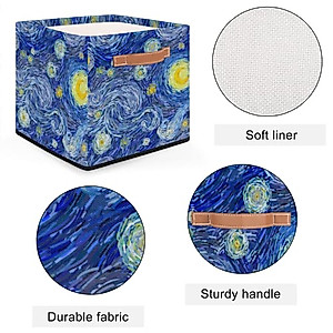 AUUXVA Storage Cube Bin Starry Sky Large Storage Cube Basket 13×13In, Collapsible Storage Bin With Handles, Fabric Storage Box For Closet Shelves Nursery Toys Home Organization