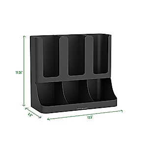 Mind Reader 6 Compartment Upright Breakroom Coffee Condiment and Cup Storage Organizer, Black, 13.5 x 4.30 x 12