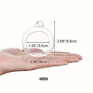 2.36"/ 6cm Hanging Tealight Candle Holder Glass Globes Air Plant Orb Glass Candlestick Lights Terrariums Candles Terrarium Vase Containers Home Decor Indoor Outdoor Garden DIY Gifts (30)