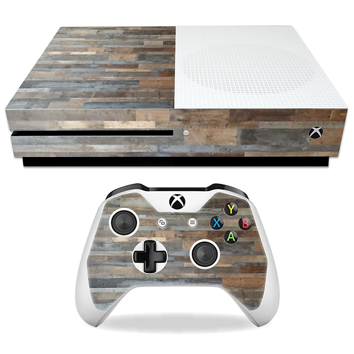 MightySkins Skin Compatible with Microsoft Xbox One S - Gray Wood | Protective, Durable, and Unique Vinyl Decal wrap Cover | Easy to Apply, Remove, and Change Styles | Made in The USA