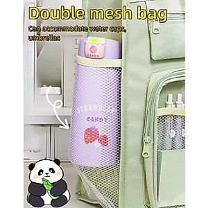 UIVXXUD Portable 8-Layer Canvas Tote Bag with Large Capacity, Ideal for Tutoring, Carrying Books, and Documents, Includes Pens and Panda Stickers (Purple)