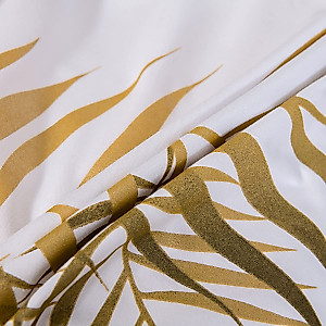 Megsv Leaves Duvet Cover Set Golden Tropical Leaf Comforter Cover with Pillow Sham Soft Bedding Set No Comforter (King)