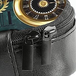 Antique Gear Pocket Watch Pattern Pencil Case PU Leather Pencil Pen Bag Large Capacity Pen Box Pencil Pouch Makeup Bag with Zip