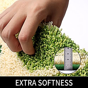 SIKIART Green Leaves Microfiber Absorbent Bath Mats,TPR Non Slip Backing,Machine Washable Plant Leaf Thick Carpet Decor Rug for Bathroom, Indoor, Doormat,Childrens Room Tub (Green Leaves, 16" x 24")