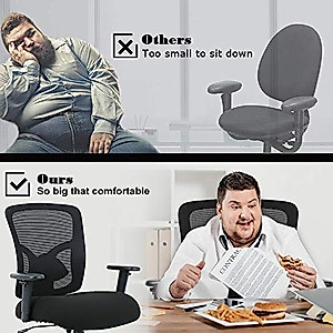 Big & Tall Office Chair Heavy Duty 400LBS Computer Desk Chair Ergonomic High Back Task Rolling Swivel Mesh Chair with Lumbar Support & Adjustable Armrest Modern Executive Chair for Women Men, Black